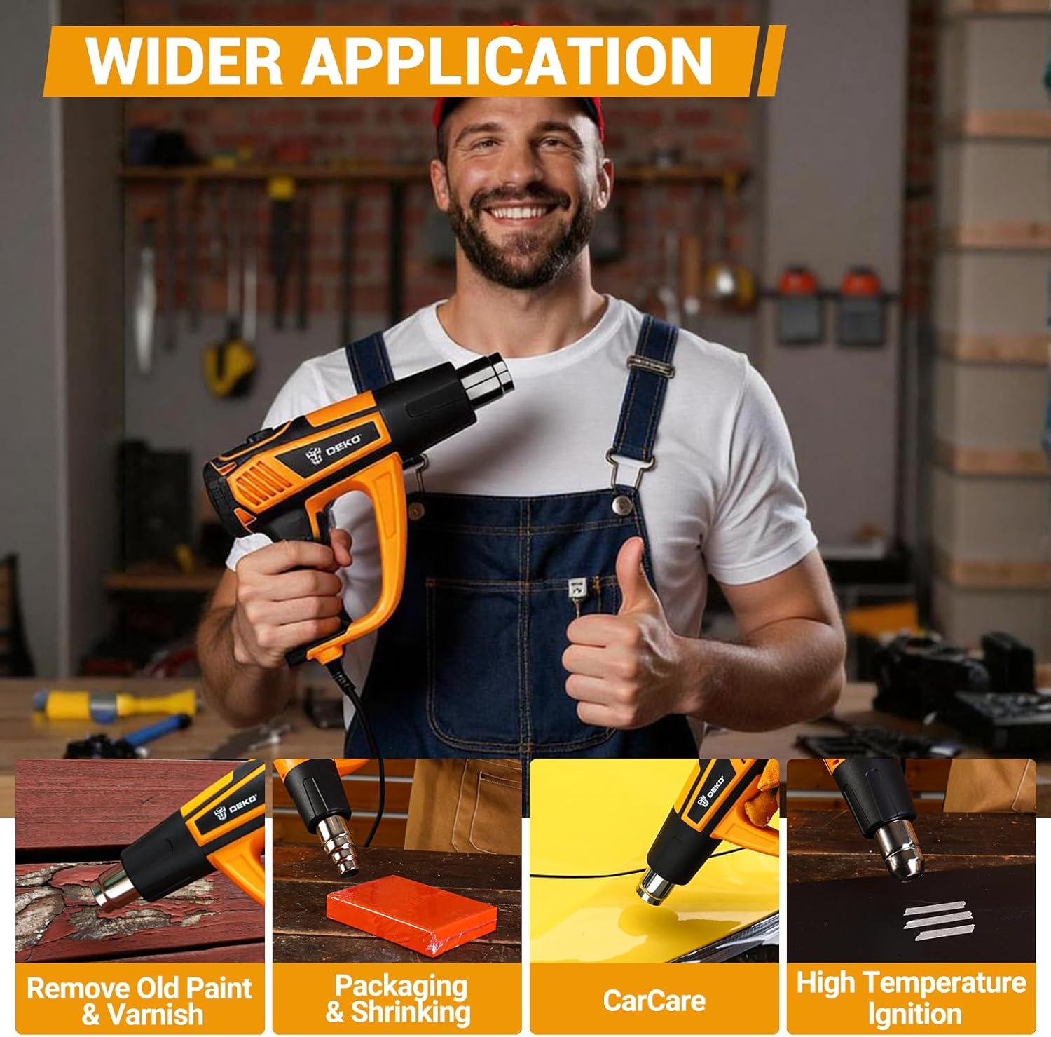 Heat Gun Hot Air Gun: DEKOPRO 1800W Heat Guns with Variable Temperature ...